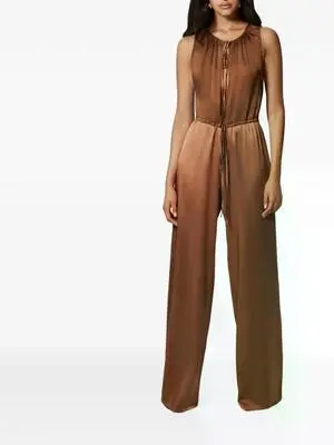 Kiki De Montparnasse Tie-neck Plissé Jumpsuit - Brown