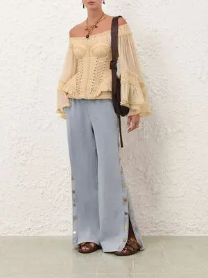 Zimmermann Rebellion Denim Snap Pant - Blue