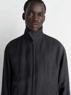 LEMAIRE Viscose Linen Gabardine Short Blouson - Black