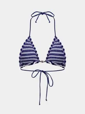 Bond Eye Beaded Ingrid Triangle Bikini Top - Blue