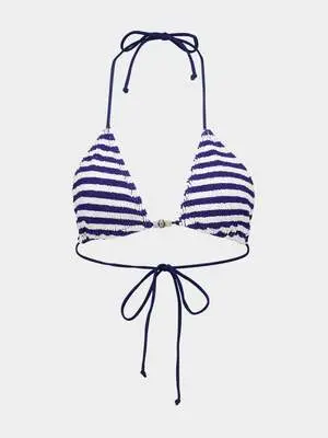 Bond Eye Beaded Ingrid Triangle Bikini Top Blue