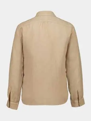 120% Lino Savana Long-sleeve Linen Shirt - Beige