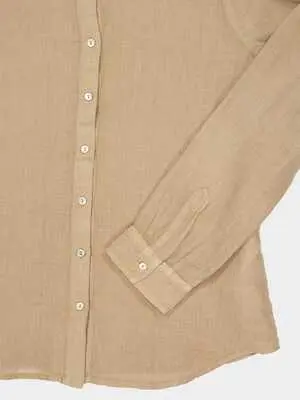120% Lino Savana Long-sleeve Linen Shirt - Beige