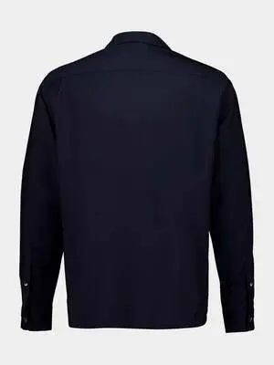 Frescobol Carioca Navy Safra Tropical Wool Shirt - Blue