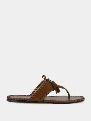 Prada Braided Thong Sandals - Brown