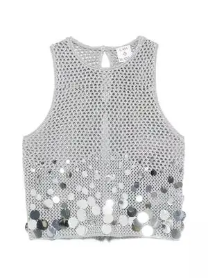 Casablanca Sequin Embellished Sleeveless Top - Grey