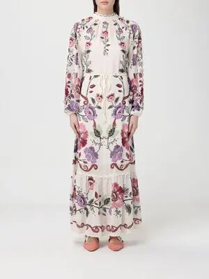 Cream Botanical Print Maxi Dresses