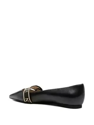 N°21 Pointed Strap Flat Pumps - Black