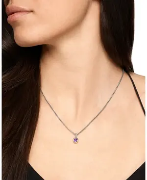 David Yurman Mini Cushion Cut Amulet - Amethyst/gold/silver
