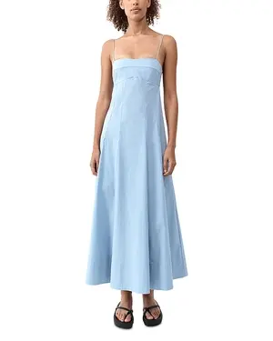 ST. AGNI Everyday Cotton Pleat Midi Dress - Sky