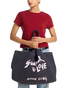 ANINE BING Leo Large Denim Tote