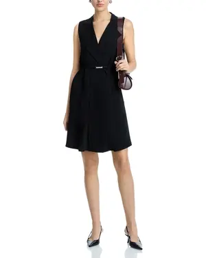 BOSS Dimosa Wing Lapel Wrap Dress - Black