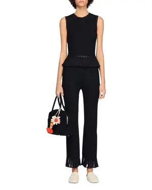 Sandro Ruffled Ottoman Knit Sweater