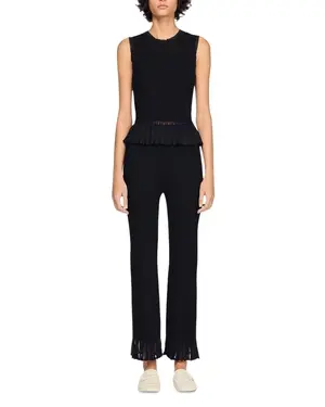 Sandro Ruffled Ottoman Knit Sweater