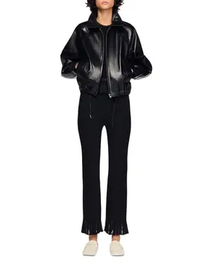 Sandro Ruffled Knit Trousers