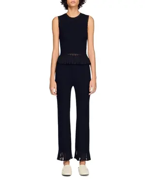 Sandro Ruffled Knit Trousers
