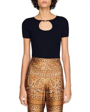 Sandro Openwork Neck Sweater