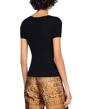 Sandro Openwork Neck Sweater