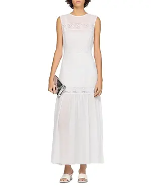Sandro Crepon Maxi Dress - White