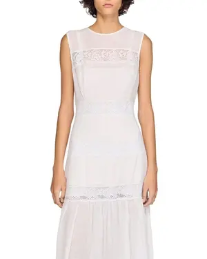 Sandro Crepon Maxi Dress - White