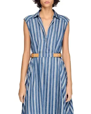 Sandro Striped Maxi Dress - Blue White