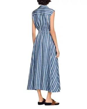 Sandro Striped Maxi Dress - Blue White