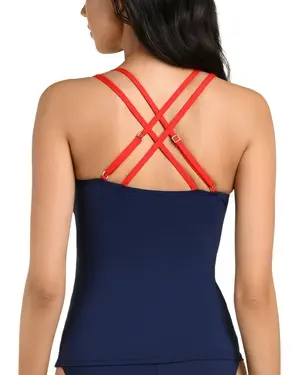 La Blanca Americana Lace-up Tankini Top - Multi