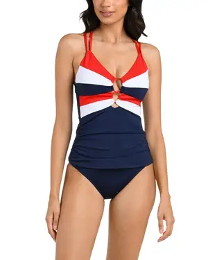 La Blanca Americana Lace-up Tankini Top - Multi