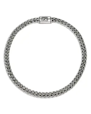 John Hardy Sterling Diamond Woven Bracelet, 5mm - Silver