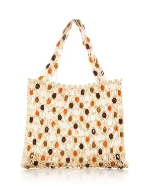 Aqua Medium Beaded Tote Bag