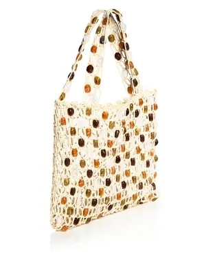 Aqua Medium Beaded Tote Bag