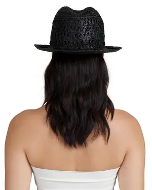 Eugenia Kim Lacquered Open Weave Raffia Fedora