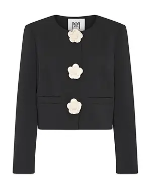 MILLY Camellia Applique Cropped Jacket