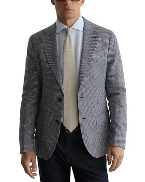 REISS Piccolino Tailored Fit Houndstooth Blazer - Navy