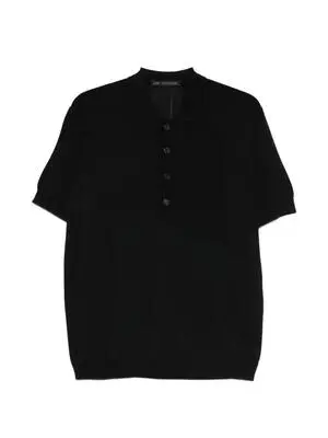 LOW BRAND Fine-knit Polo Shirt - Black