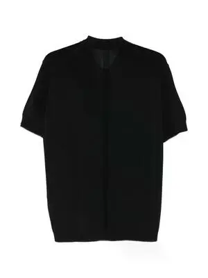 LOW BRAND Fine-knit Polo Shirt - Black