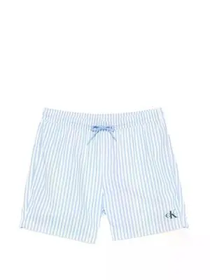 Calvin Klein Striped Logo Beach Shorts - Blue