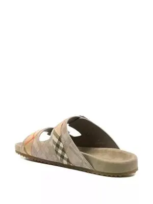 Burberry Check Suede Urchin Sandals - Neutrals
