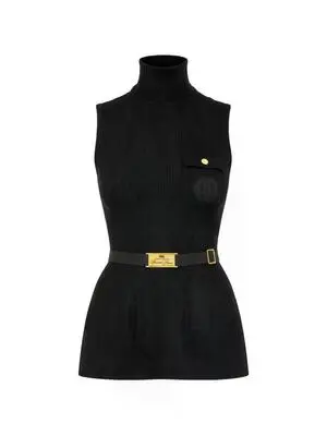 Elisabetta Franchi Pocket Turtleneck Top - Black