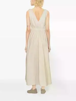 Brunello Cucinelli V-neck Belted Maxi Dress - Neutrals