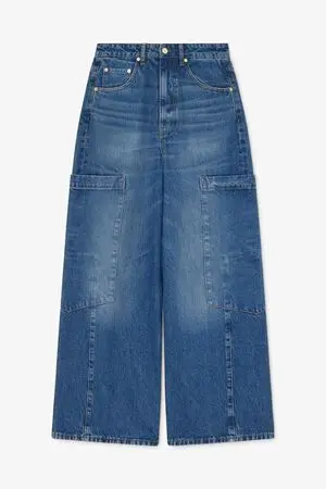 GANNI Baggy Cargo Jeans - Blue