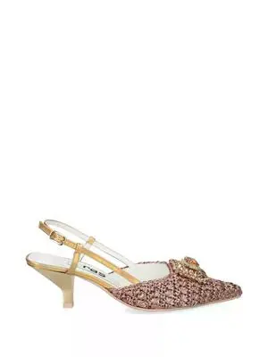 RAS Flower Embellishment Slingback Pumps - Pink