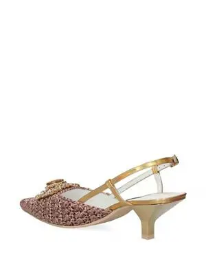 RAS Flower Embellishment Slingback Pumps - Pink