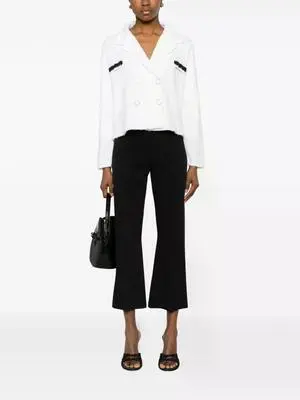 NEERA Elastic Waistband Cropped Trousers - Black