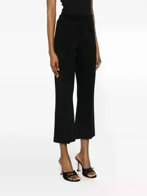 NEERA Elastic Waistband Cropped Trousers - Black