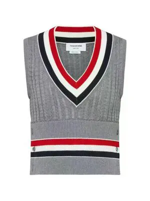 Thom Browne Cricket Stripe Vest - Grey