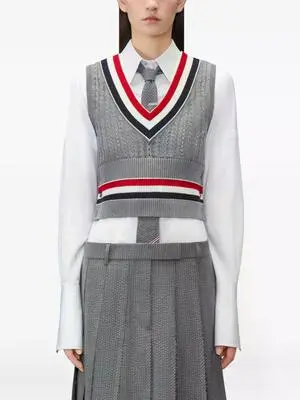 Thom Browne Cricket Stripe Vest - Grey