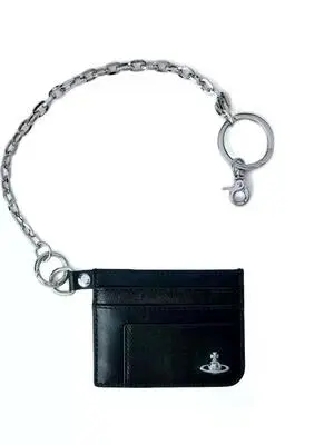 VIVIENNE WESTWOOD Chain Logo Leather Card Holder - Black
