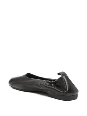 SUMMERY COPENHAGEN Gathered-ankle Ballet Flats - Black