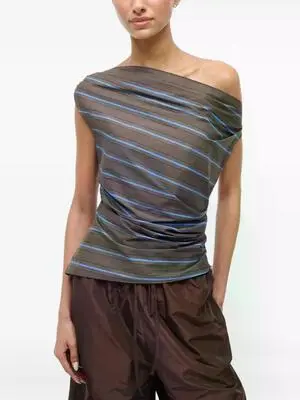 Staud Striped One-shoulder Top